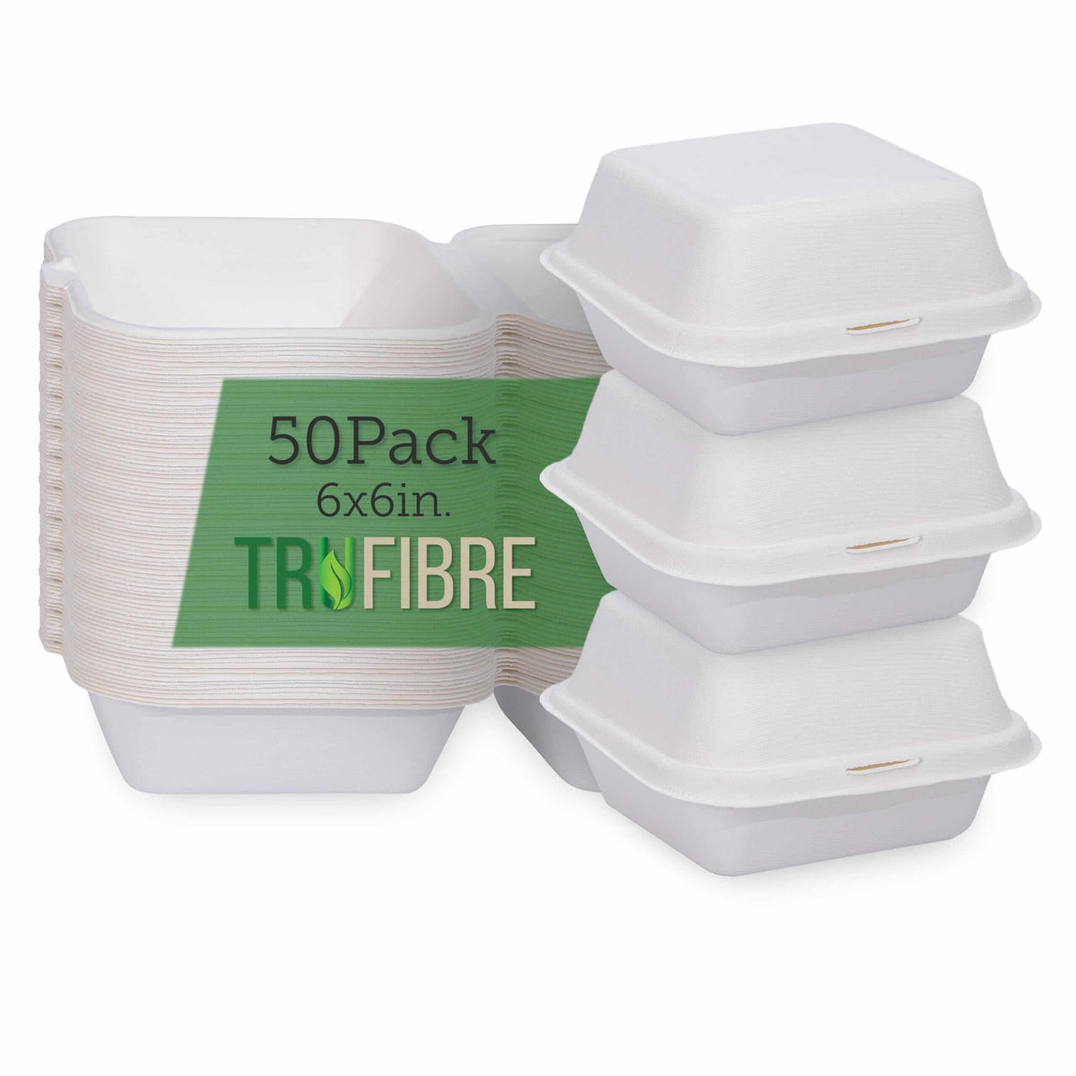 6x6 White Clamshell Containers – Prime Line Retail