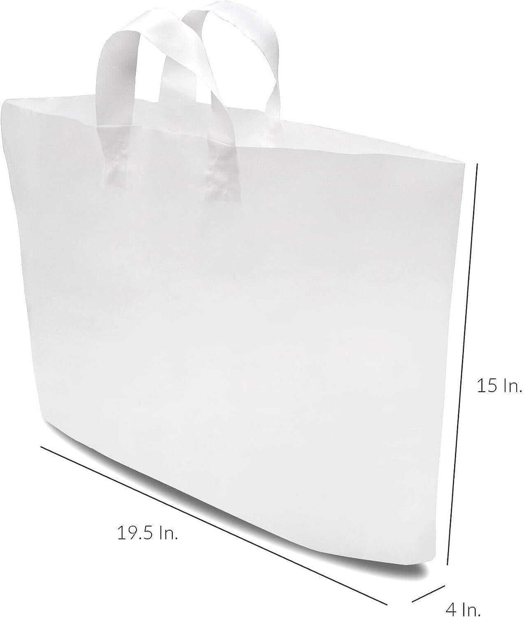 19.5x4x15 Solid White Plastic Bags with Handles – Prime Line Retail