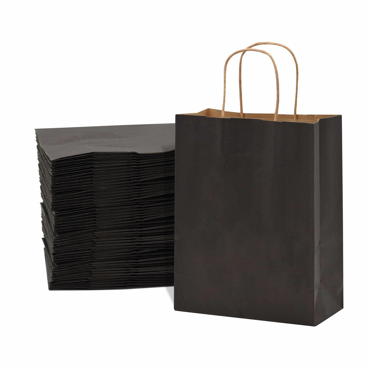 8x4x10 Small Black Paper Bags with Handles – Prime Line Retail