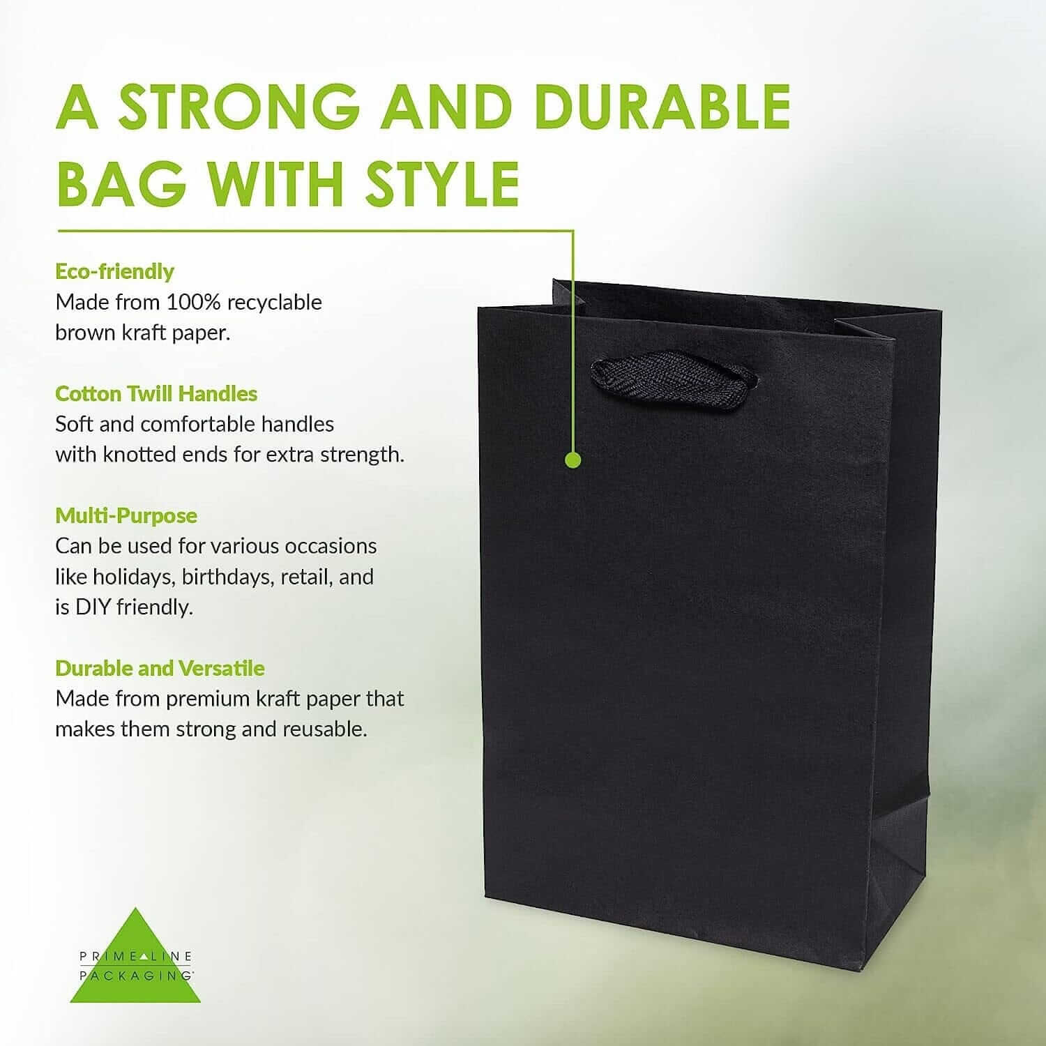 6x3x9 Extra Small Black Paper Bags with Ribbon Handles – Prime Line Retail