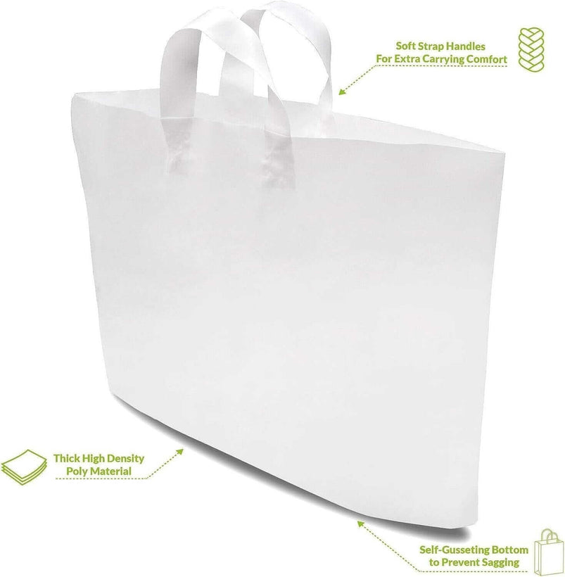 19.5x4x15 Solid White Plastic Bags with Handles – Prime Line Retail