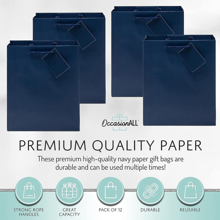 Navy Blue Gift Bags with Handles – Prime Line Retail