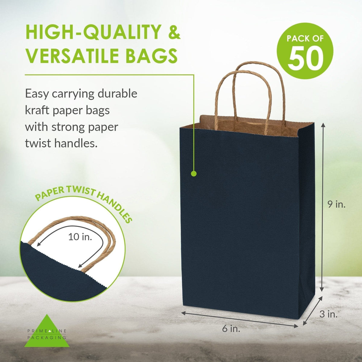 Navy Blue Paper Bags with Handles – Prime Line Retail